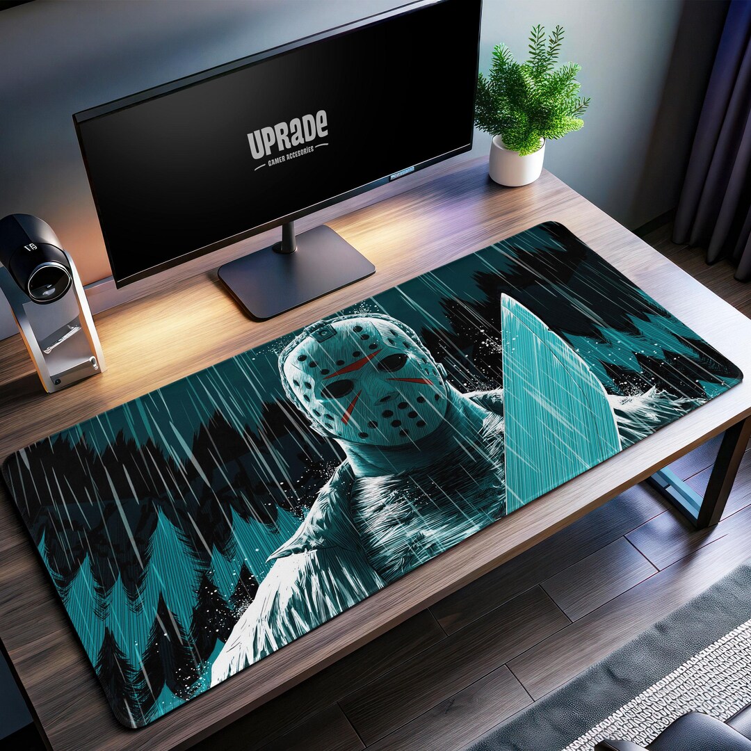 Jason Voorhees Horror Desk Mat: Menacing Night Rain - Ideal for Movie ...
