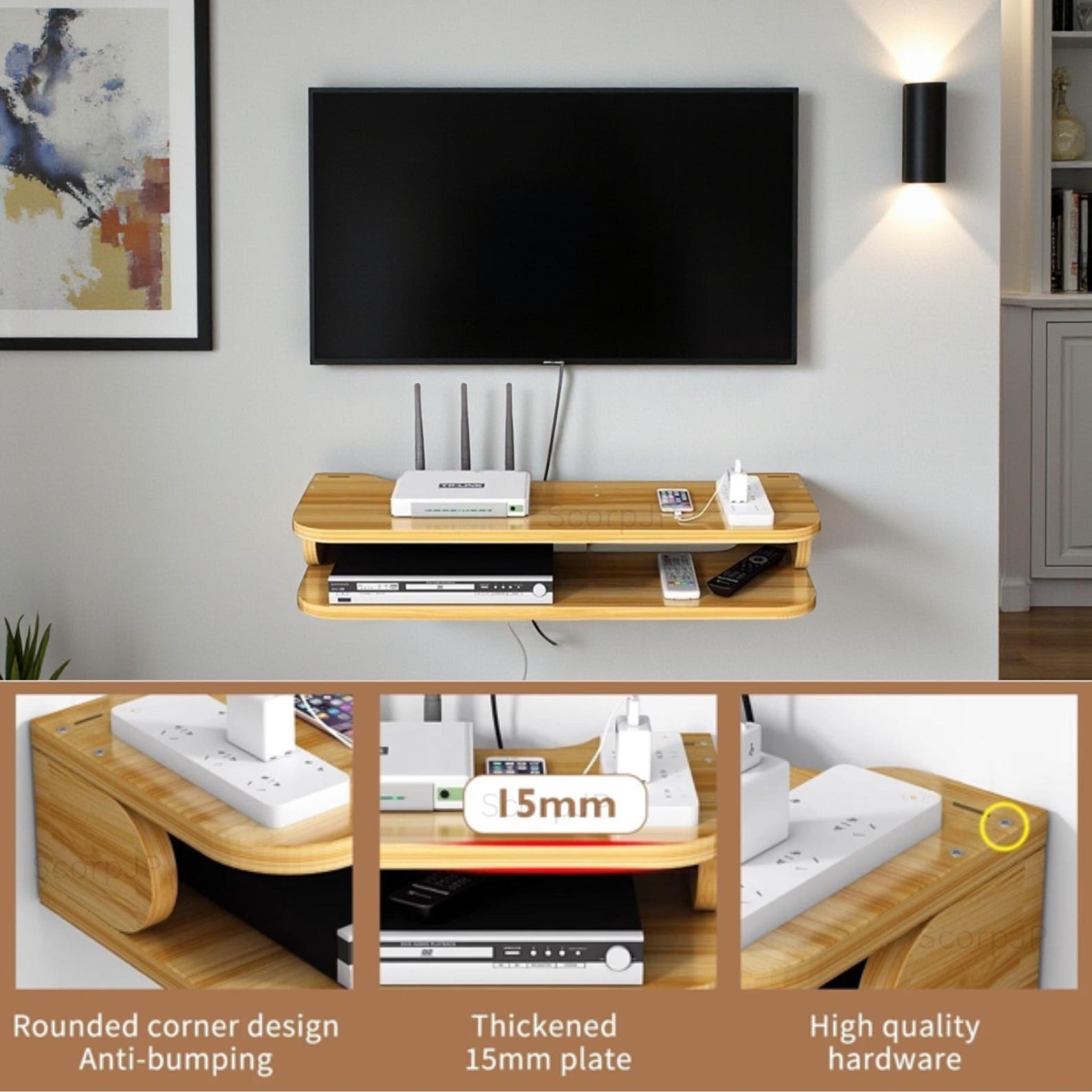Wall-mounted Router Shelf: Wi-fi Sky Box Organizer for Home Office ...