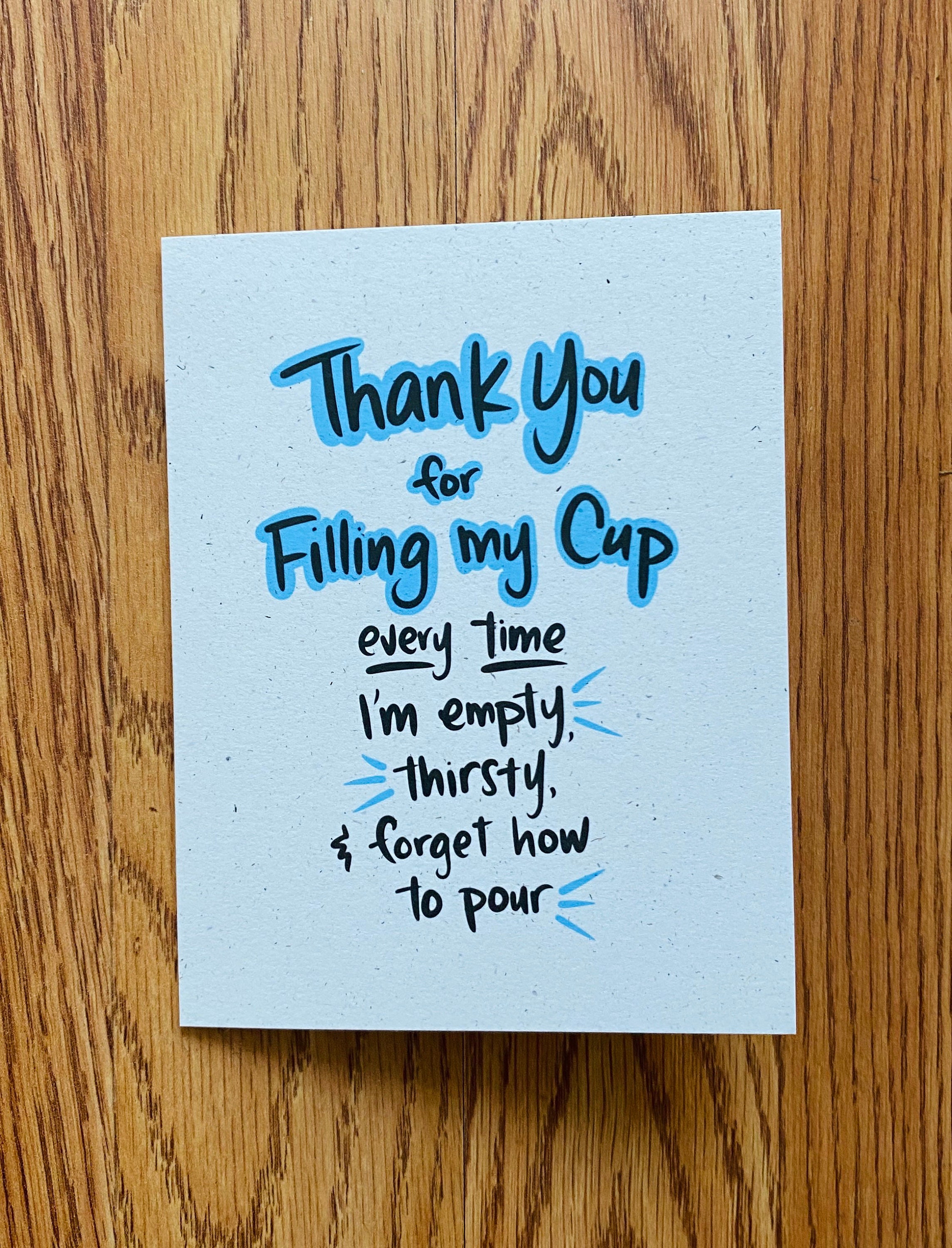 Thank You for Filling My Cup Card Support Card, Thank You Note ...