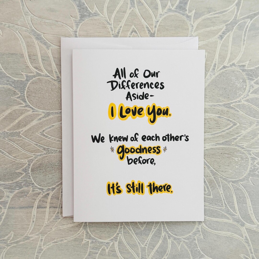 Our Differences Aside Card: Love & Forgiveness - A2 Blank Card - Etsy