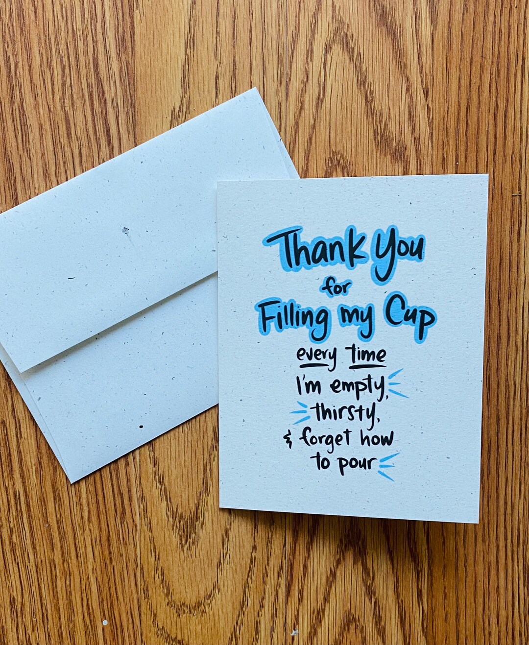Thank You for Filling My Cup Card Support Card, Thank You Note ...