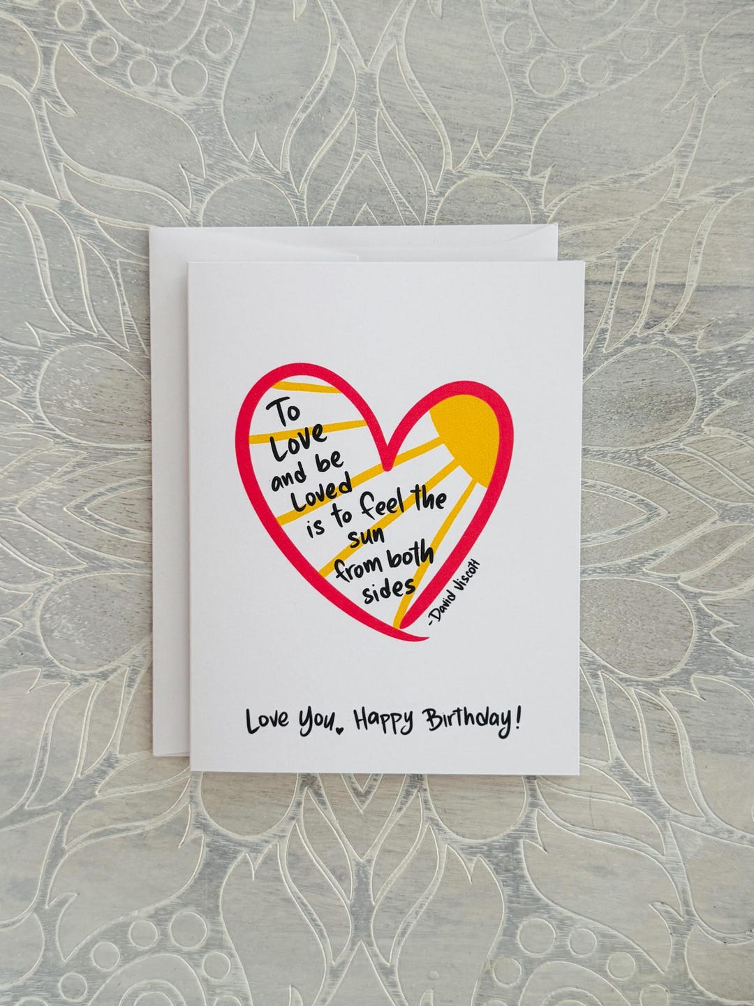 Love Card, Love Quote Card, Heart Birthday Card, Heart and Sun, Simple ...