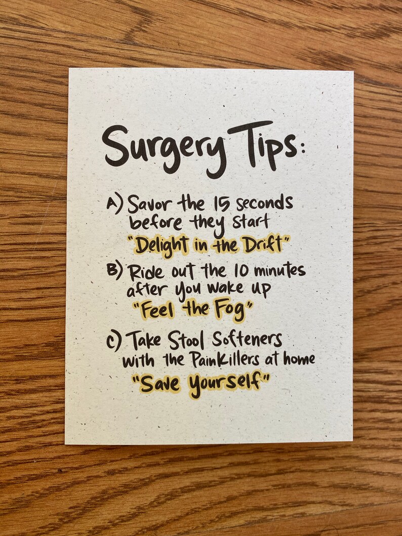 Surgery Tips Card Medical Card, Support Card, Chronic Pain, Surgical ...