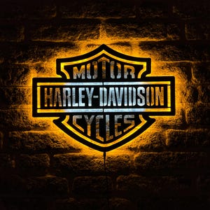 Harley Davidson Motorcycles Led Sign, Harley Davidson Wall Art, Harley ...