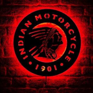 Indian Motorcycle Led Sign, Indian Motorcycle Wall Art, Indian ...