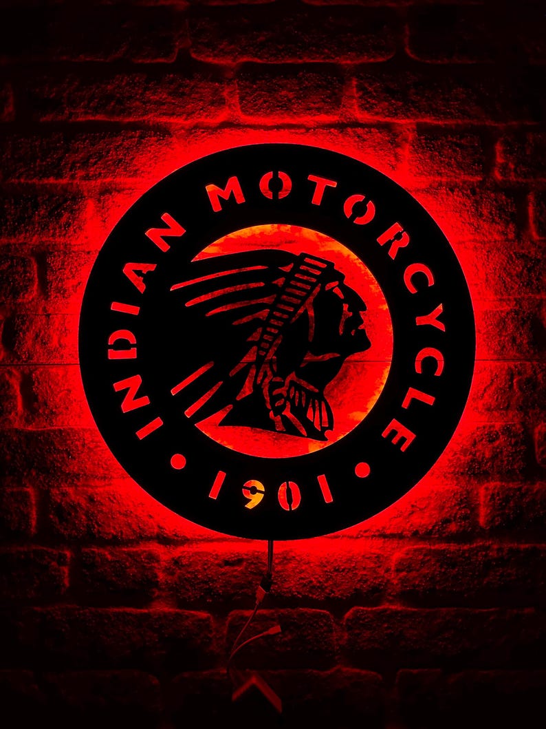 Indian Motorcycle Led Sign, Indian Motorcycle Wall Art, Indian ...