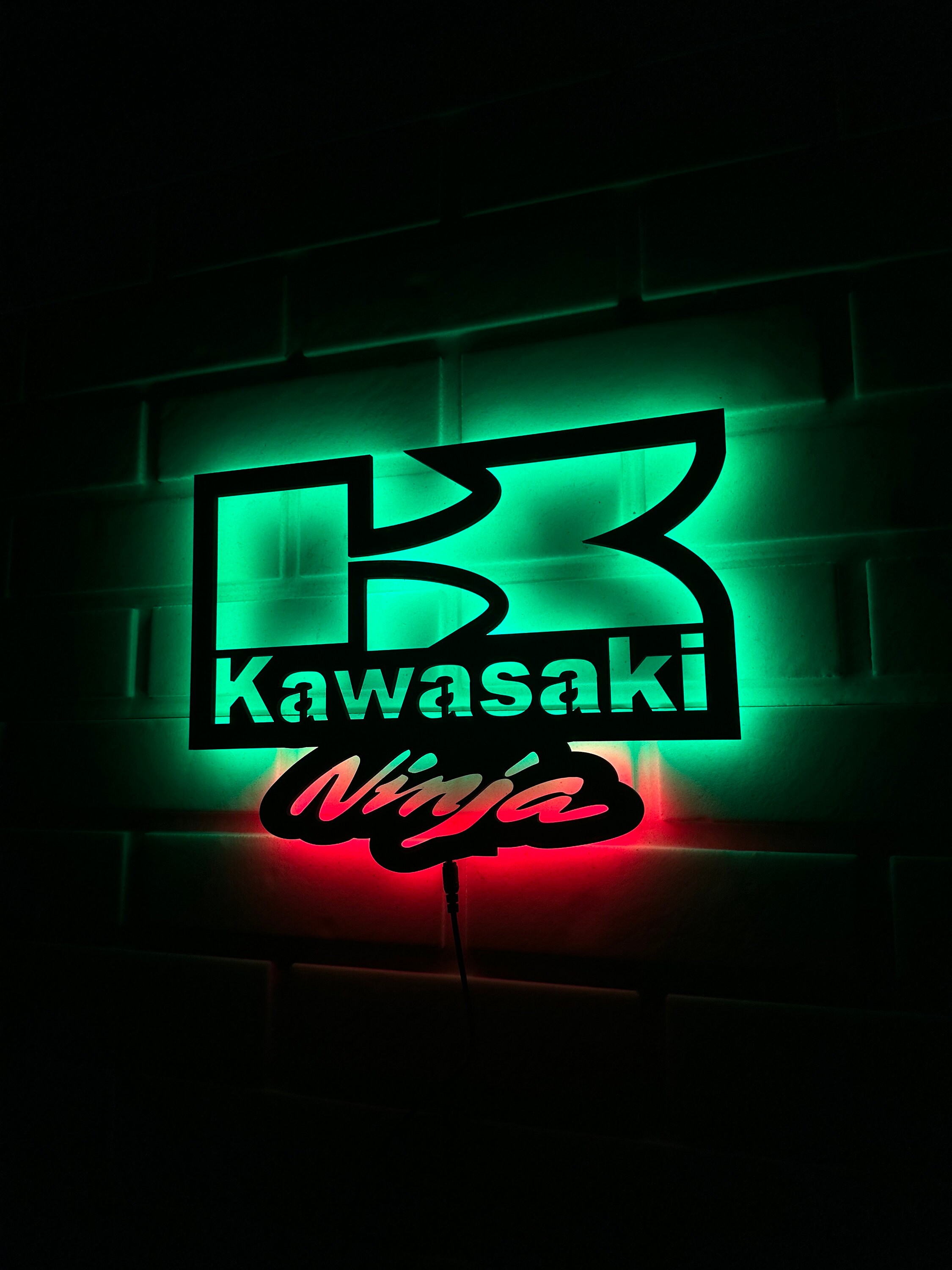 Kawasaki Ninja Led Sign, Kawasaki Ninja Wall Art, Kawasaki Wall Sign ...