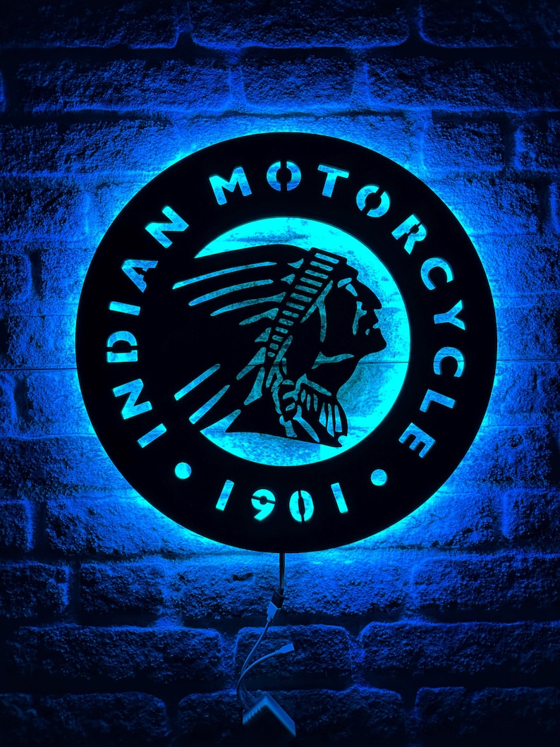 Indian Motorcycle Led Sign, Indian Motorcycle Wall Art, Indian ...