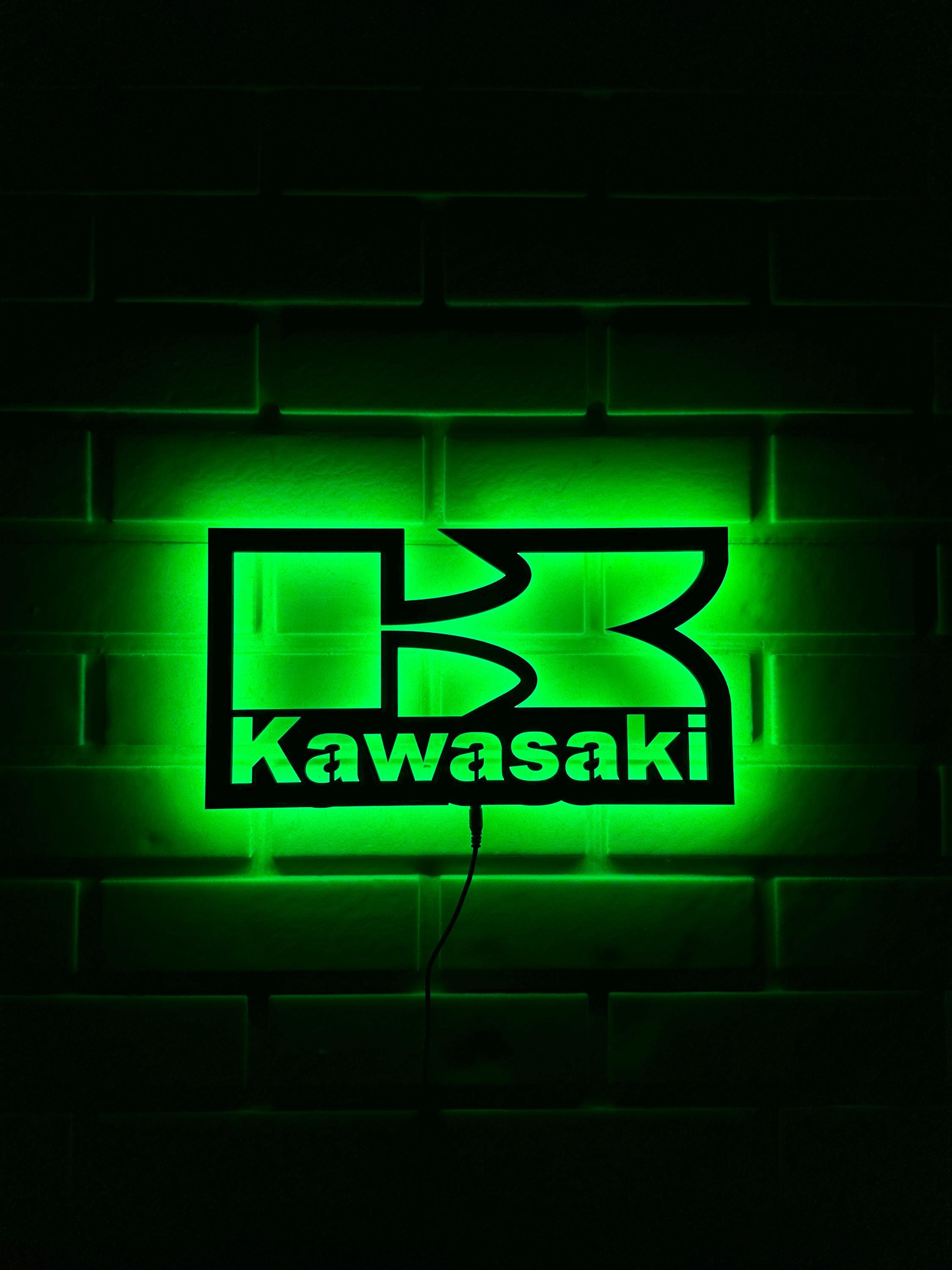 Kawasaki Motorcycles Led Sign, Kawasaki Motorcycles Wall Art, Kawasaki ...