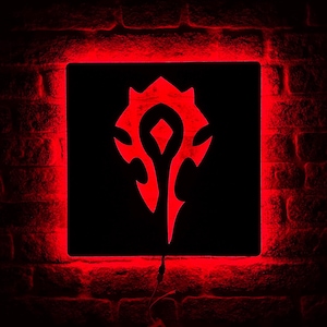 World of Warcraft Led Sign, World of Warcraft Wall Art, Horde Wall Sign ...