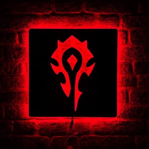 World of Warcraft Led Sign, World of Warcraft Wall Art, Horde Wall Sign ...