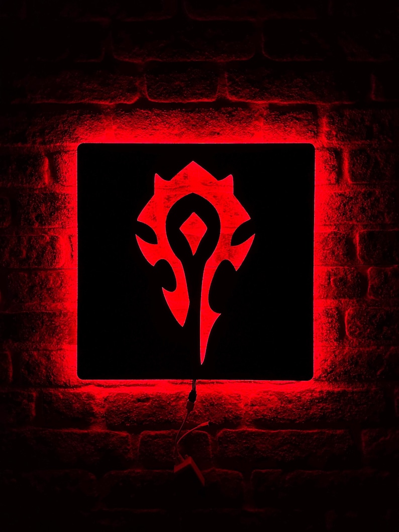 World of Warcraft Led Sign, World of Warcraft Wall Art, Horde Wall Sign ...