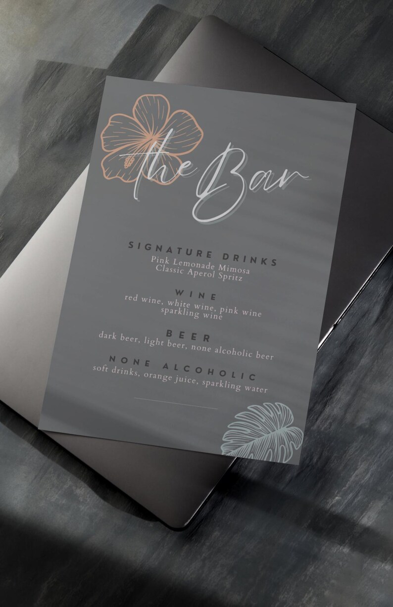 Tropical Modern Black Bar Sign - Etsy