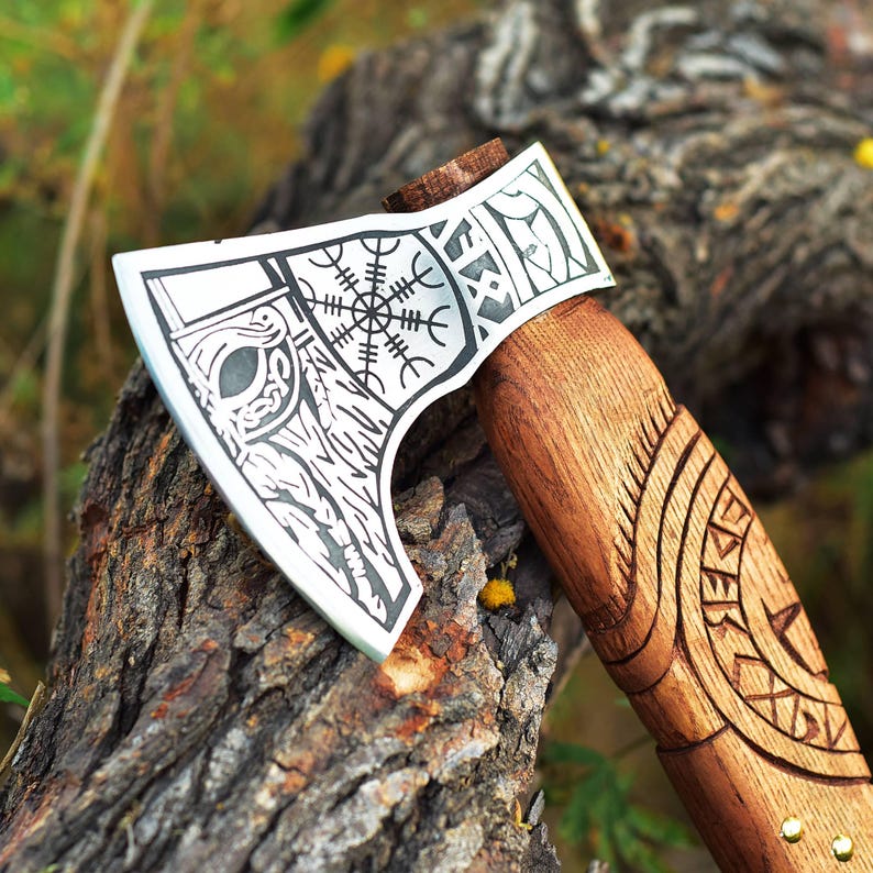 Custom Gift Hand Forged Carbon Steel VIKING AXE, Ragnar Axe, Wedding ...