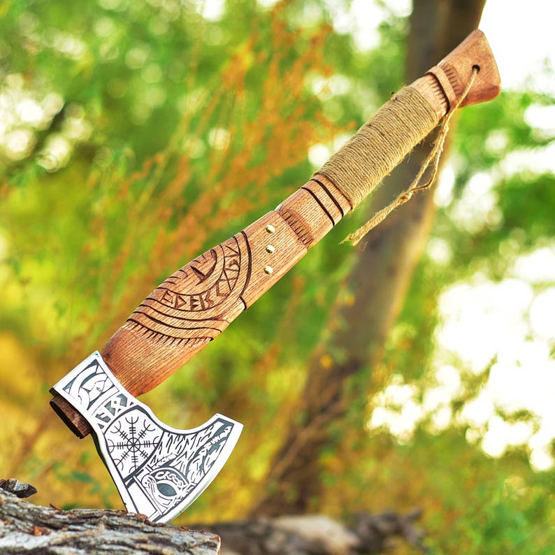 Custom Gift Hand Forged Carbon Steel VIKING AXE, Ragnar Axe, Wedding ...