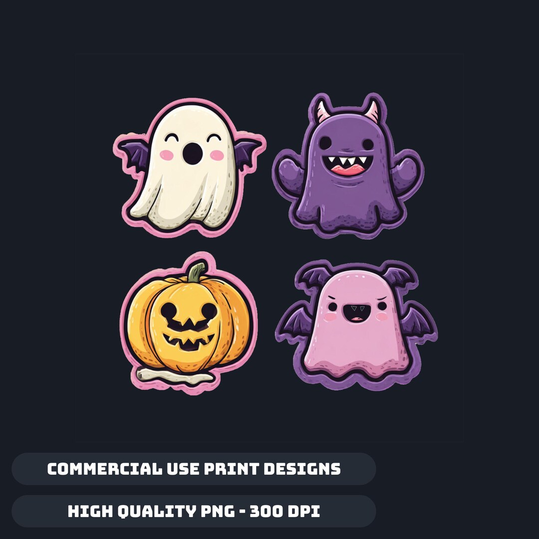 Cute Halloween Ghost & Pumpkin Clipart | SVG | PNG 300DPI - Etsy