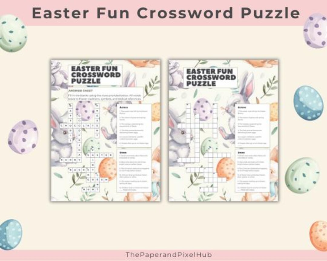 Printable Easter Crossword Puzzle A4 PDF Instant Download Fun Holiday ...