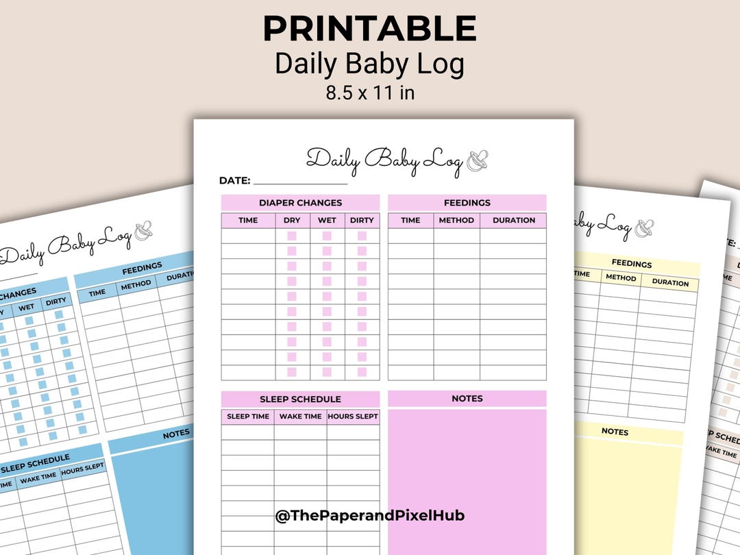 Printable Daily Baby Tracker Page | Baby Tracking Log Book | Feeding ...