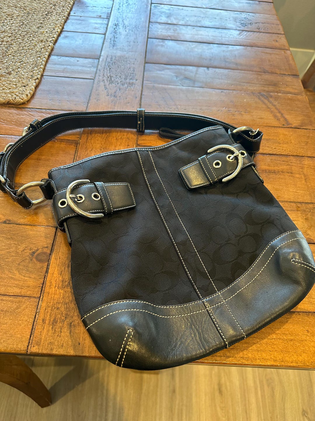 Coach Signature C Jacquard Purse Bag Tote, Black, Buckles, G05K-3574 - Etsy