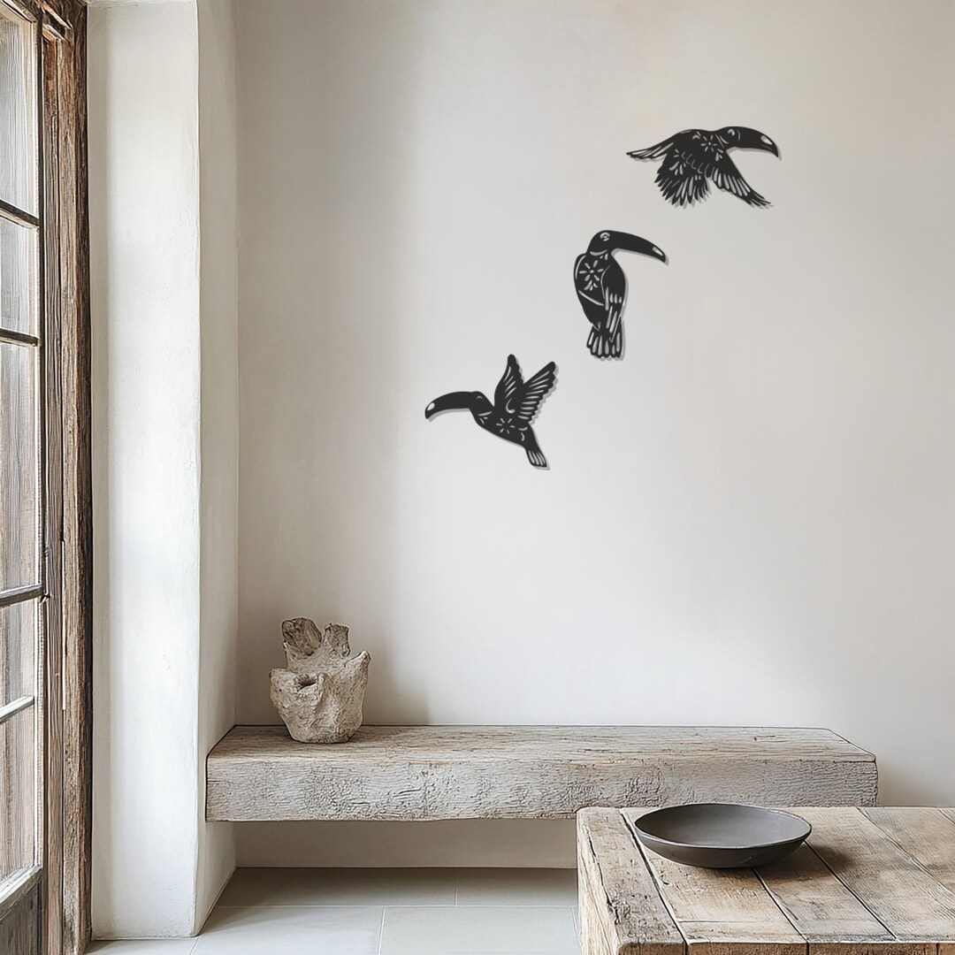 Modern Metal Flying Birds Wall Art, Birds on Tree Wall Decor, Flying ...