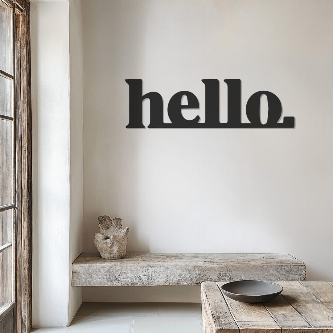 Modern Metal Hello Wall Art, Hello Wall Decor, Welcoming Guests Home ...