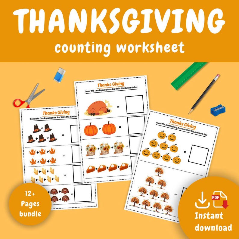 Printable Thanksgiving Preschool Practice Worksheets Bundle Printable ...