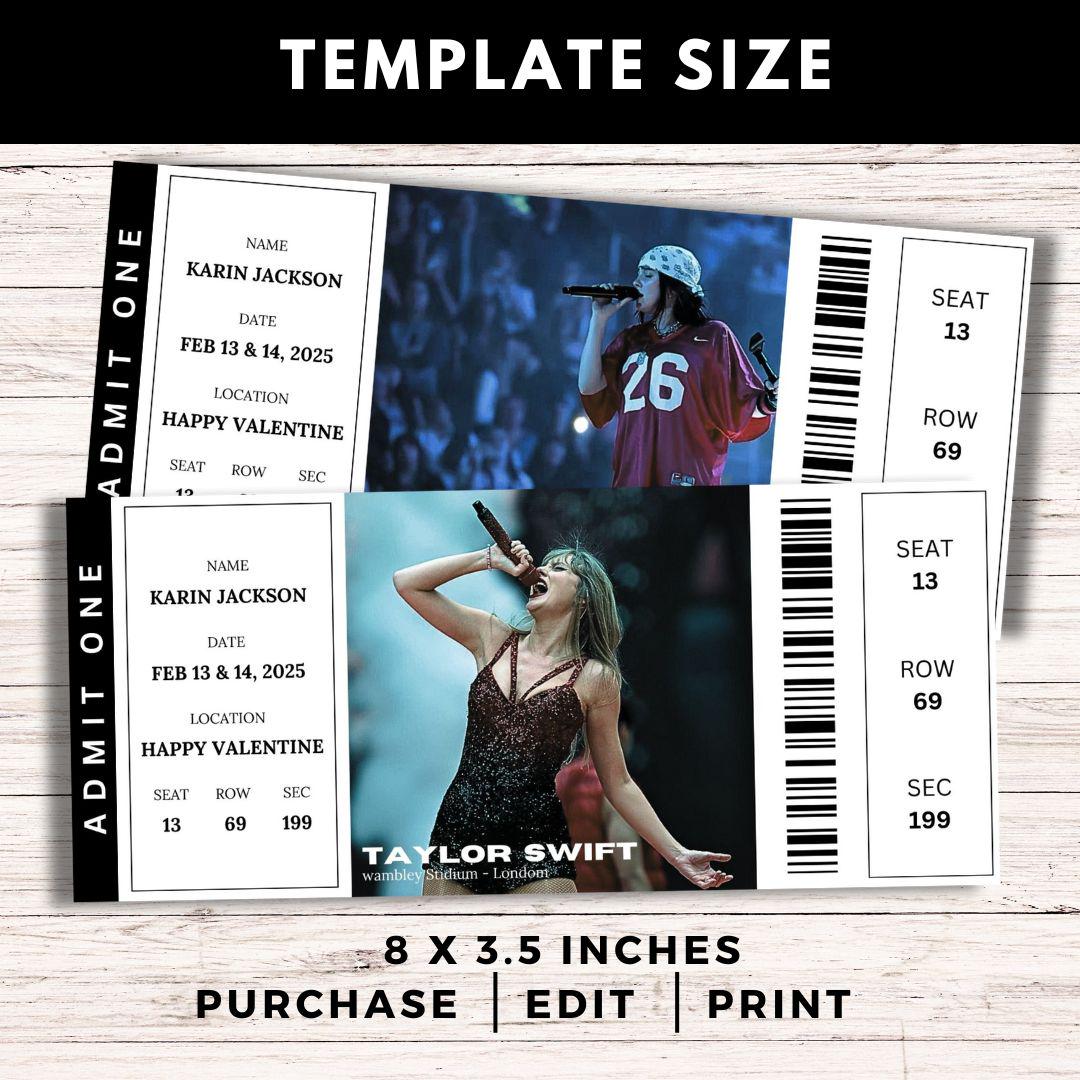 Editable Concert Ticket Template, DIY Event Ticket, Custom Concert ...