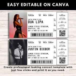 Editable Concert Ticket Template Surprise Gift Custom Concert Ticket ...