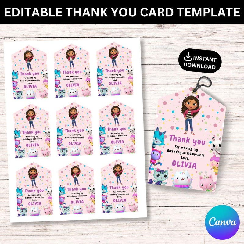 Gabby Dollhouse Party Tag - Etsy