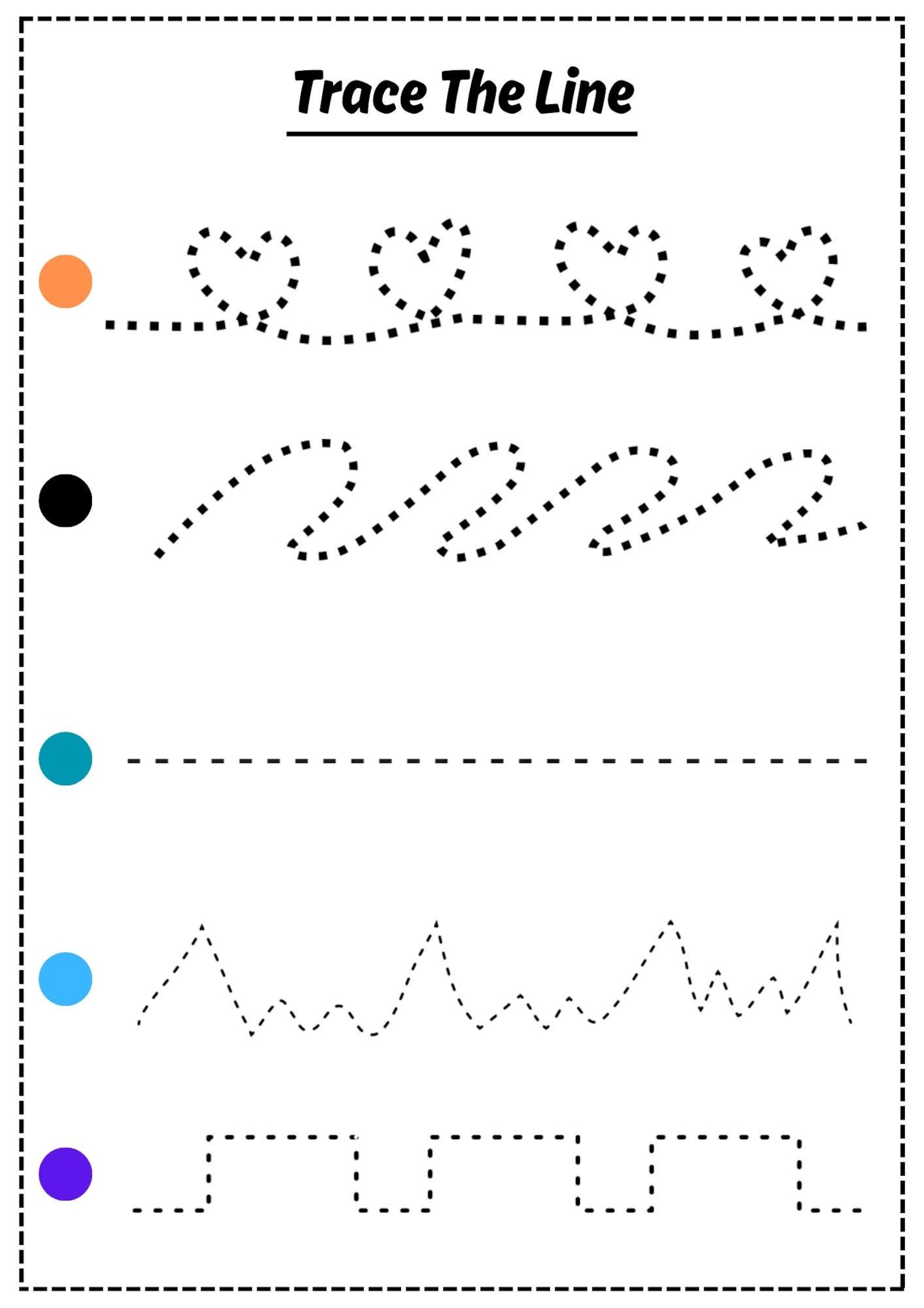 10 Preschool Line Tracing Worksheets Bundle, Line Trace Page Printable ...