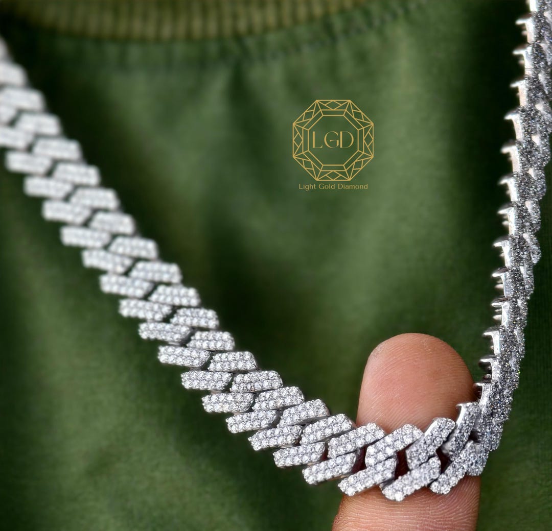 12MM Ice Out Moissanite Chain Custom Clasp Men's Cuban Link Hip Hop ...