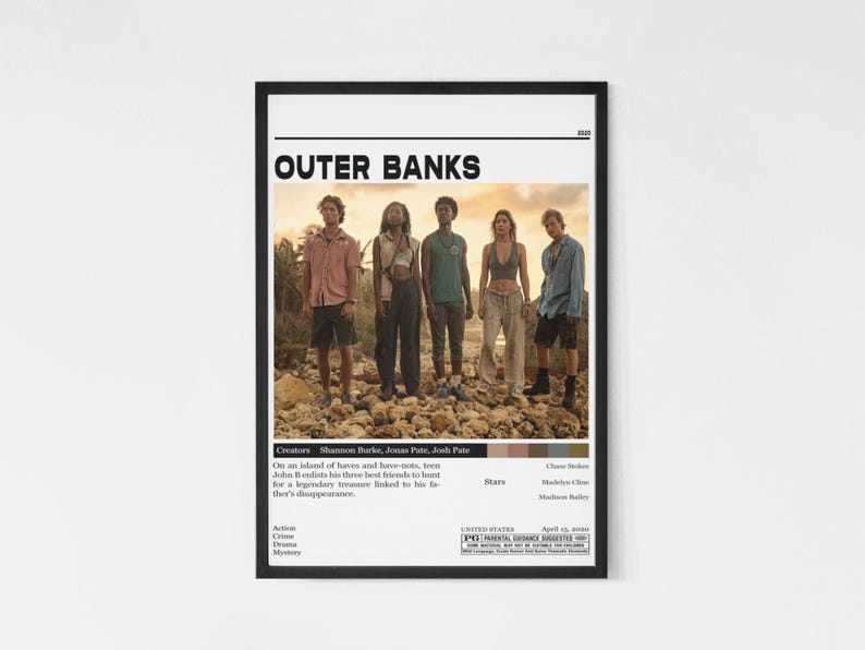 Outer Banks Poster, Minimalist Tv Series, Vintage Retro Art Print, Wall ...
