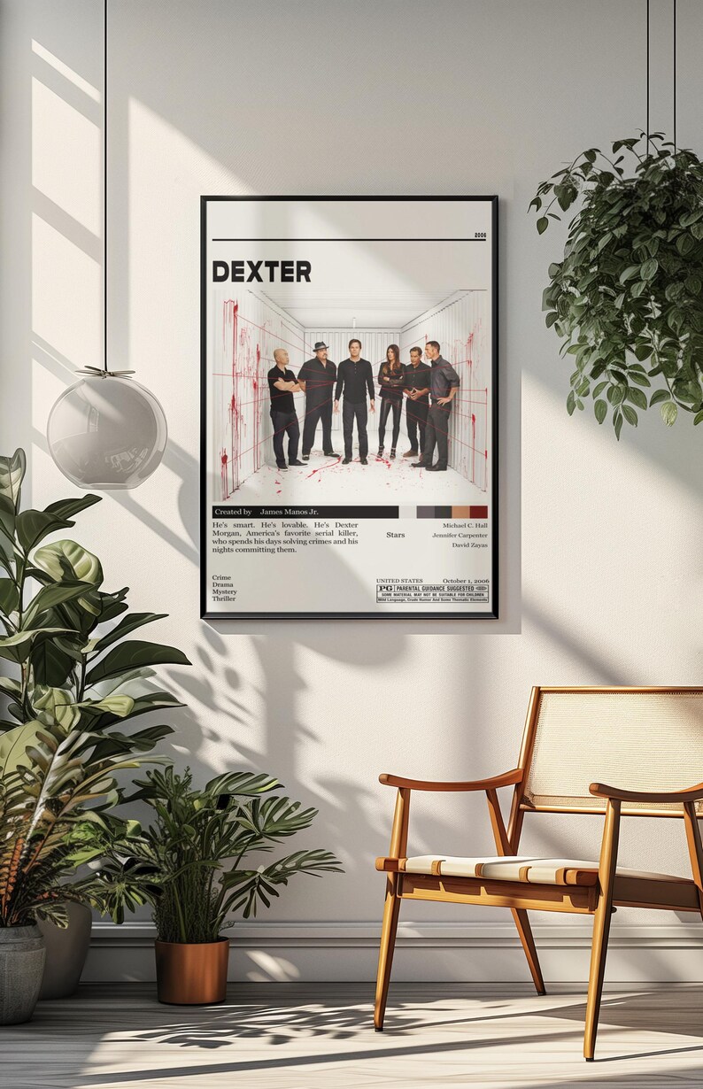 Dexter Poster, Minimalist Tv Series, Vintage Retro Art Print, Wall Art ...