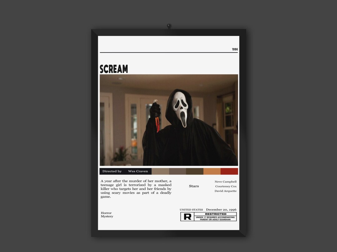 Scream, Minimalist Movie Poster, Vintage Retro Art Print, Wall Art ...