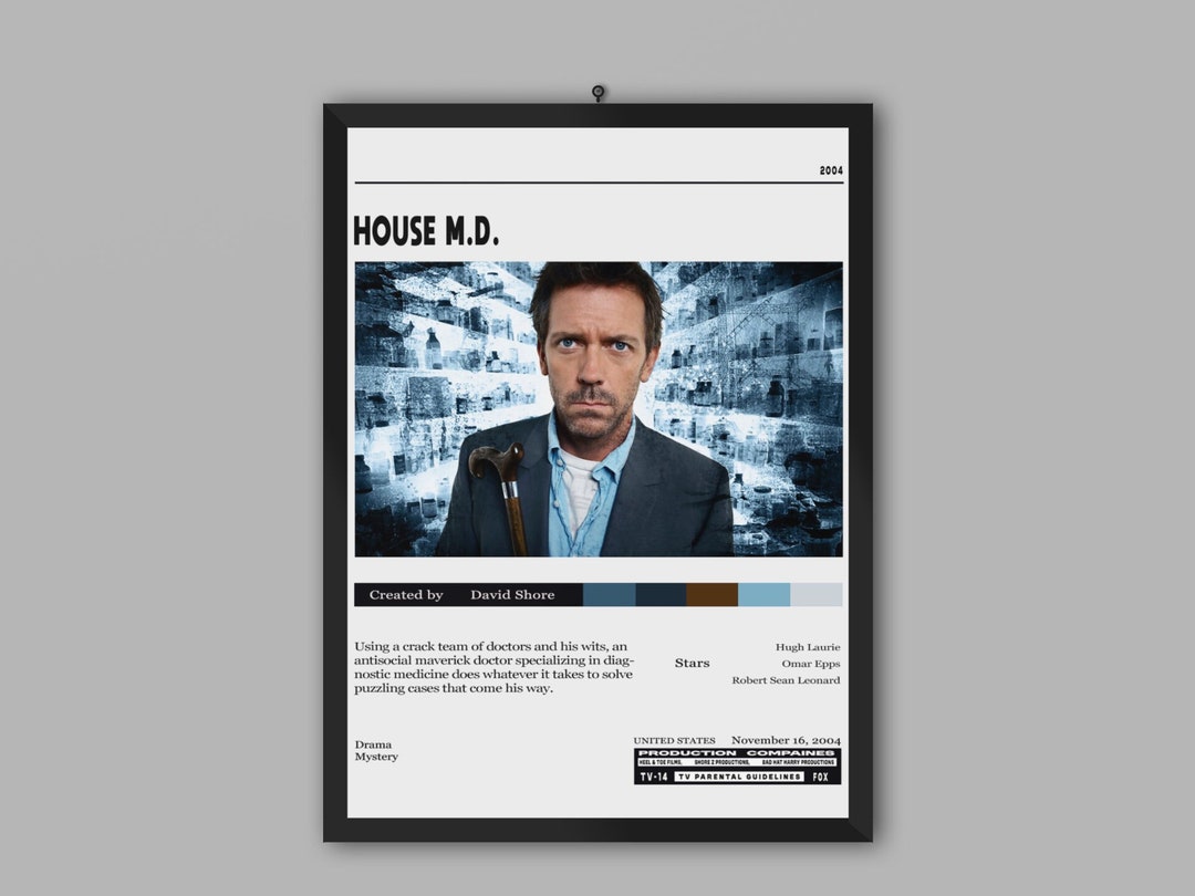 House M.D. Poster, Minimalist Tv Series, Vintage Retro Art Print, Wall ...