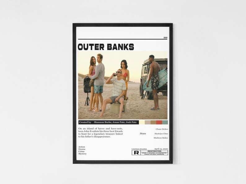 Outer Banks Poster, Minimalist Tv Series, Vintage Retro Art Print, Wall ...