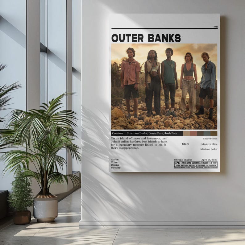Outer Banks Poster, Minimalist Tv Series, Vintage Retro Art Print, Wall ...