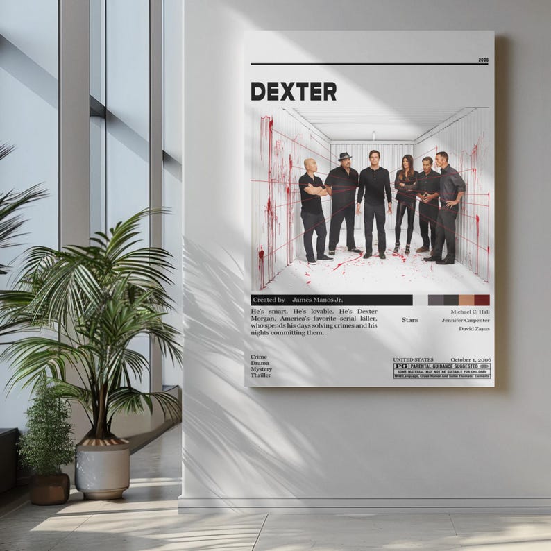 Dexter Poster, Minimalist Tv Series, Vintage Retro Art Print, Wall Art ...