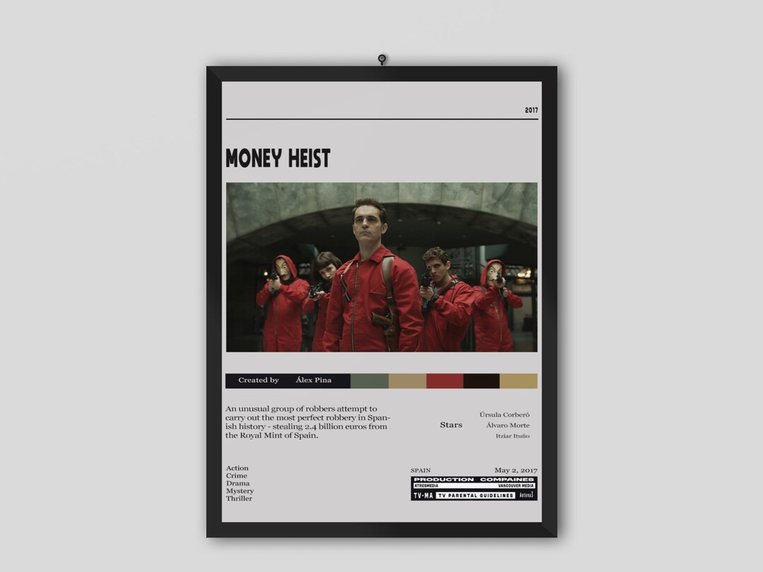 Money Heist Poster, Minimalist Tv Series, Vintage Retro Art Print, Wall ...
