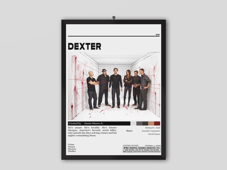 Dexter Poster, Minimalist Tv Series, Vintage Retro Art Print, Wall Art ...