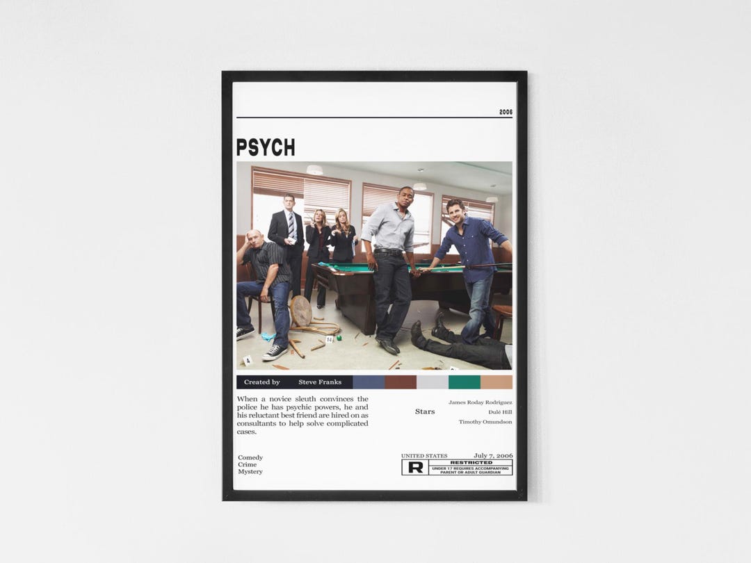 Psych Poster, Minimalist Tv Series, Vintage Retro Art Print, Wall Art ...