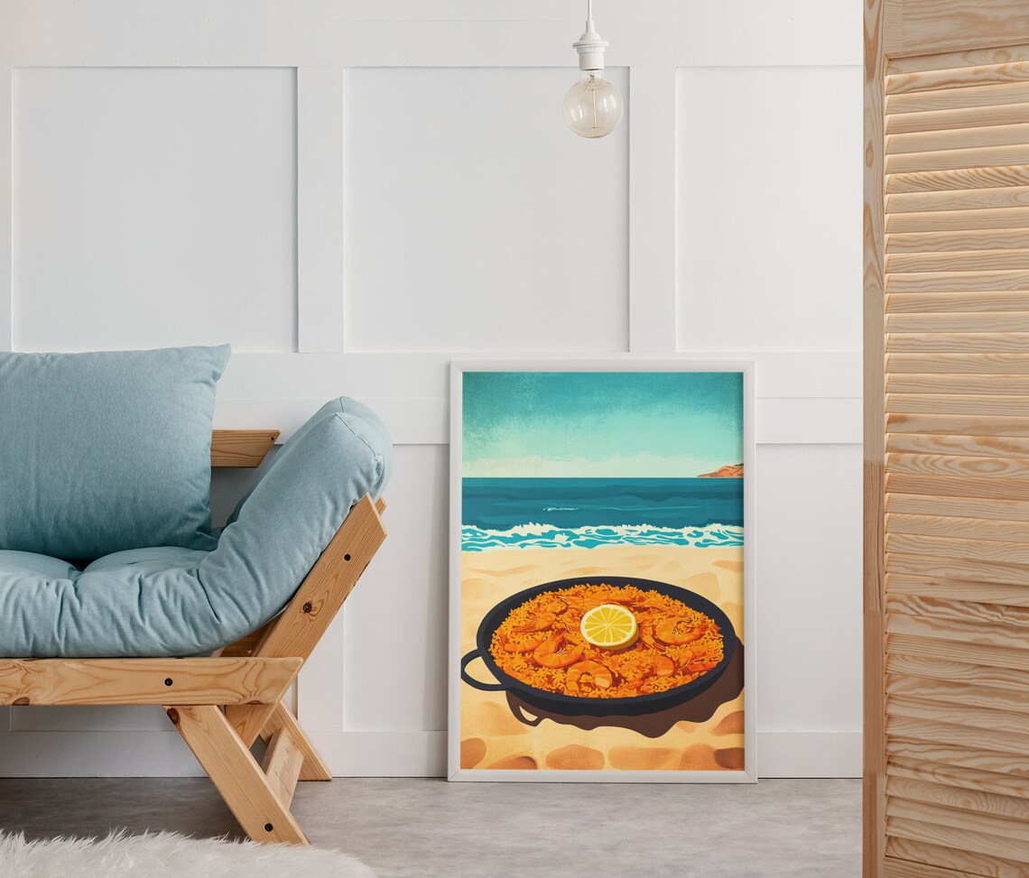 Cute Paella Print Aesthetic Kitchen Decor Funny Food Poster Modern ...
