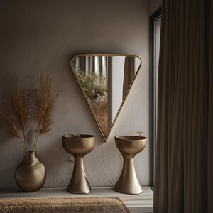 Minimalist Triangle Wall Mirror Modern Geometric Design, Stylish Home ...