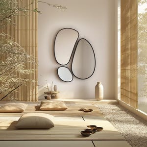 Q Zen Mirror Set Modern Organic Wall Mirrors, Console Table Vanity ...
