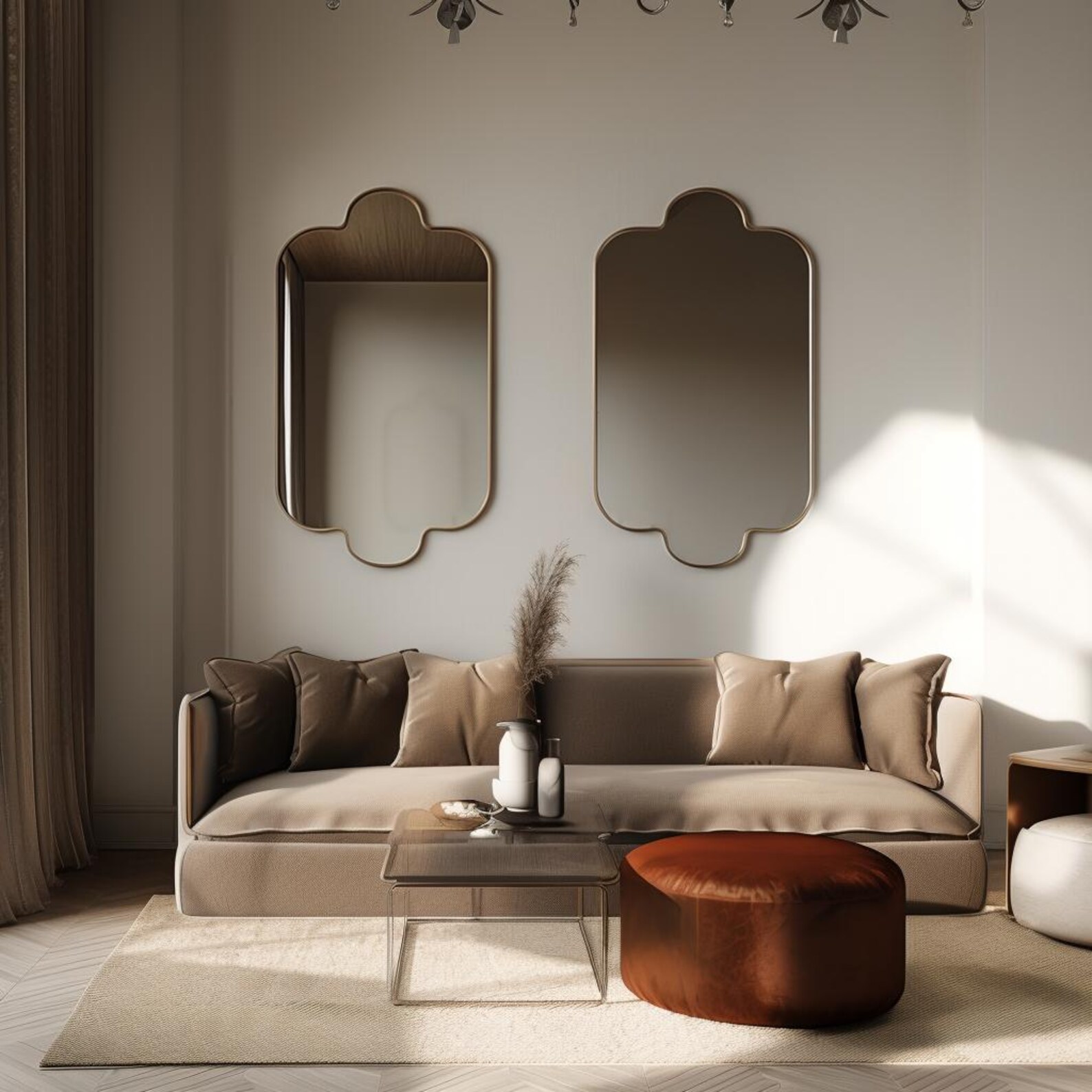 Velvet Mirage, Gold Mirror, Full Length Mirror, Boho Mirror, Irregular Mirror, Wall Mirror ...