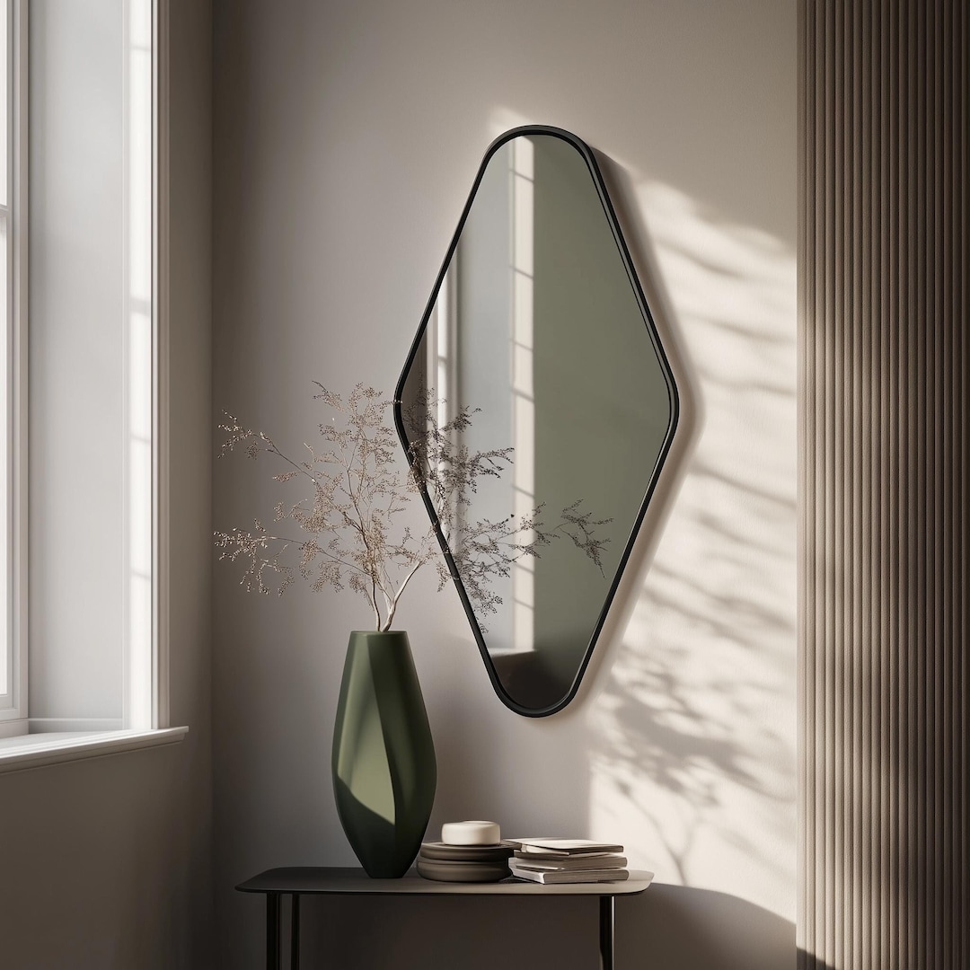Geometric Diamond Wall Mirror: Modern Minimalist Home Decor - Etsy