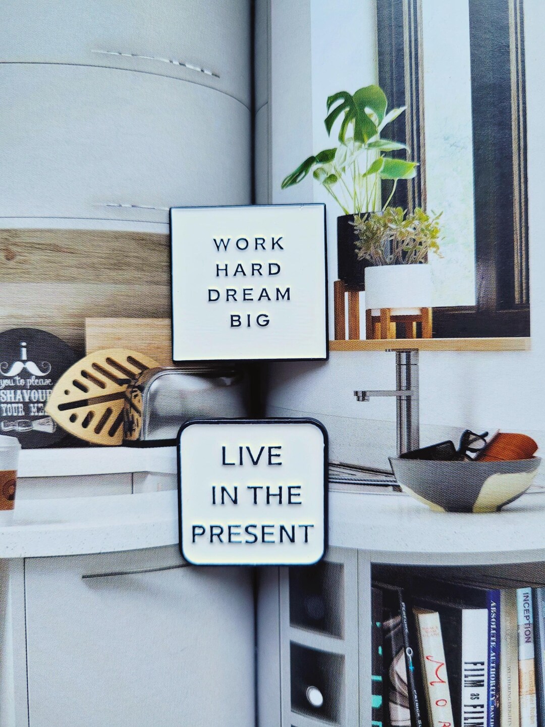 Motivational Enamel Pins – “work Hard” & “live in the Present ...