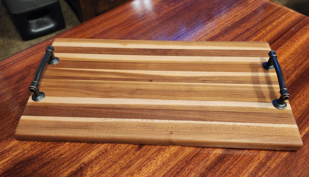 Cherry Wood Serving Tray With Handles - Etsy