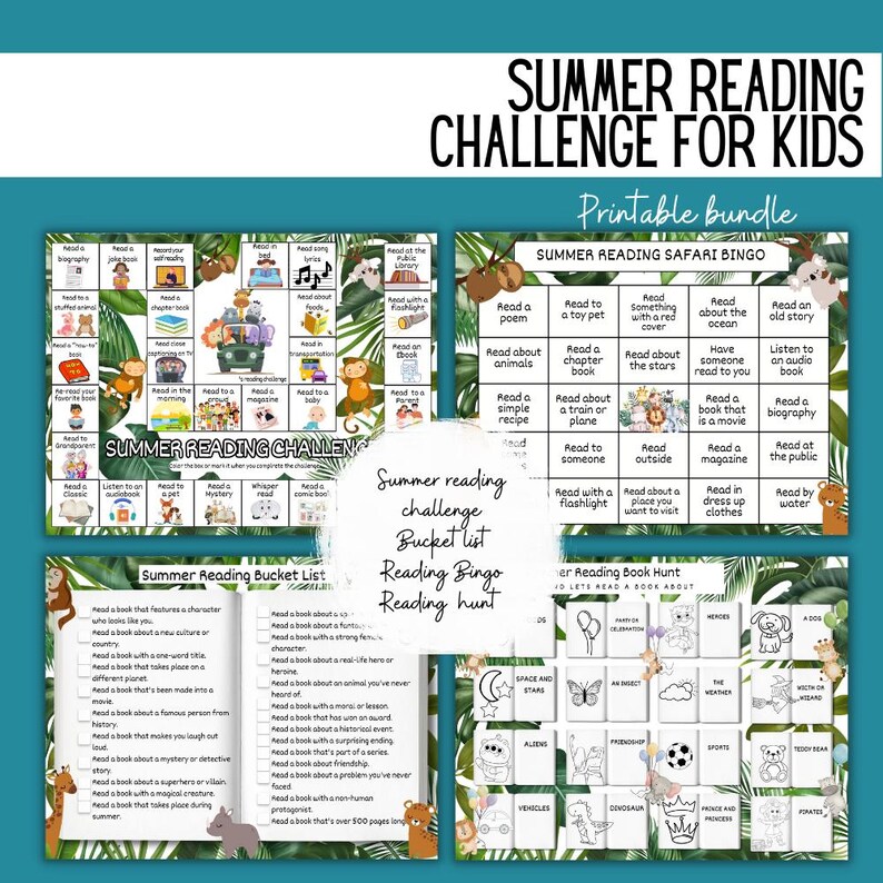 Safari Themed Summer Reading Challenge Printables - Etsy