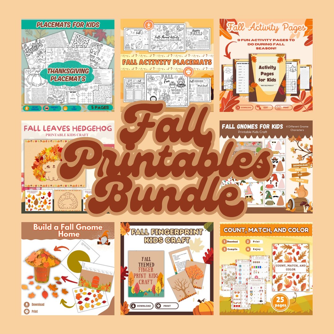 Fall Printables Bundle for Preschoolers Autumn Thanksgiving - Etsy